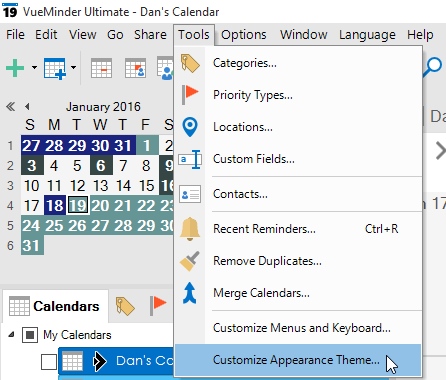 VueMinder Pro and Ultimate Help - Customize Appearance Theme