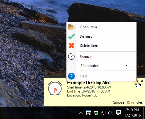 VueMinder Pro and Ultimate Help - Desktop Alert