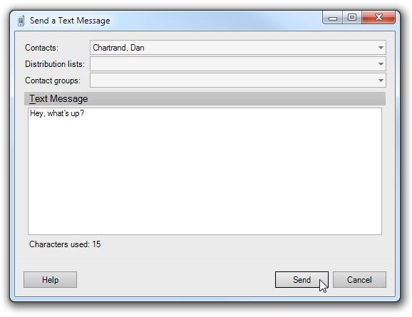 VueMinder Pro and Ultimate Help - Send a Text Message