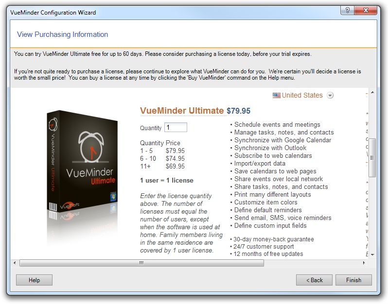 VueMinder Pro and Ultimate Help - Configuration Wizard - Purchasing Information