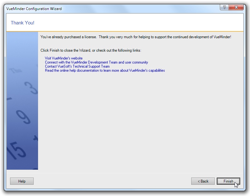VueMinder Pro and Ultimate Help - Configuration Wizard - Purchasing Information